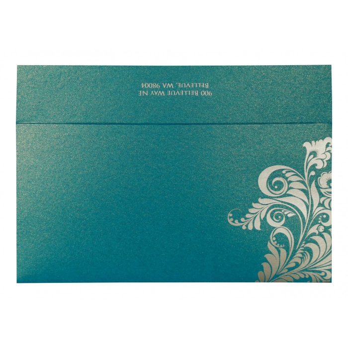 CYAN BLUE SHIMMERY FLORAL THEMED - SCREEN PRINTED WEDDING CARD : D ...