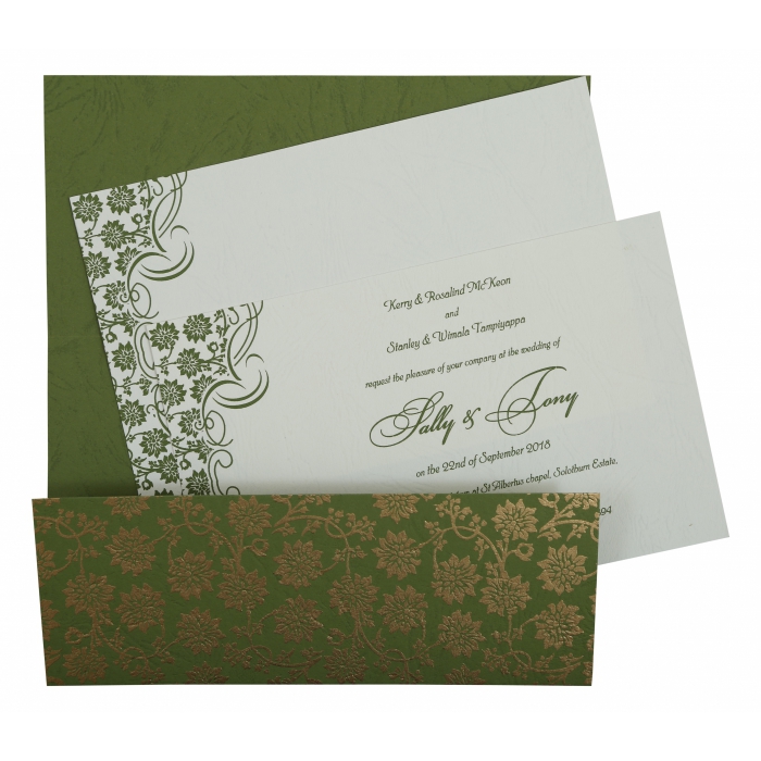 GREEN MATTE FLORAL THEMED - SCREEN PRINTED WEDDING INVITATION : D-810D ...