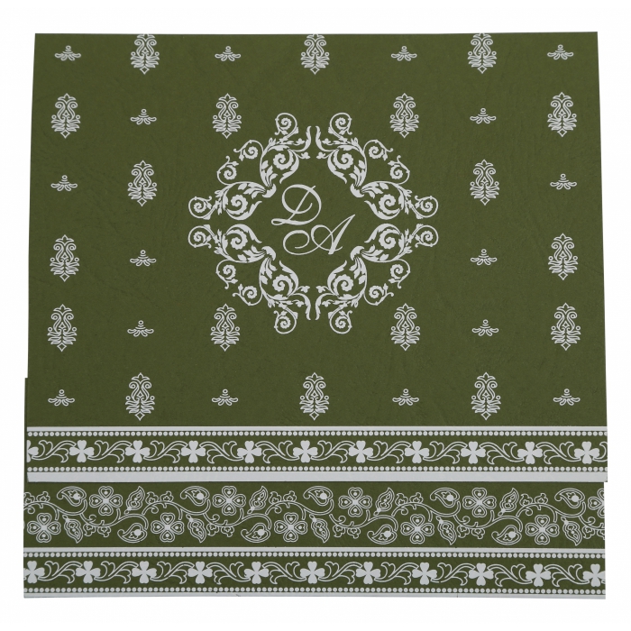 GREEN MATTE SCREEN PRINTED WEDDING INVITATION : W-808A - 123WeddingCards