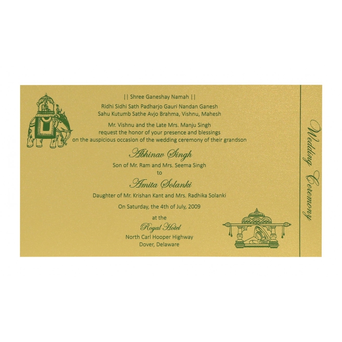 DARK GREEN SHIMMERY DAMASK THEMED - SCREEN PRINTED WEDDING CARD : I ...