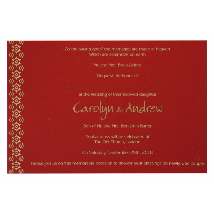 RUBY PAISLEY THEMED - SCREEN PRINTED WEDDING INVITATION : W-801B ...